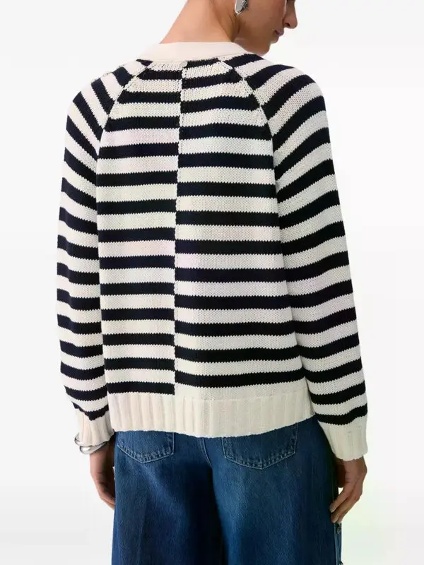 Liu Jo Striped Embellished V-neck Cardigan