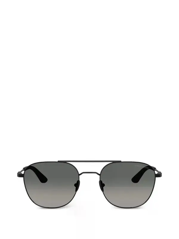 Giorgio Armani Double Bridge Round Frame Sunglasses - Black