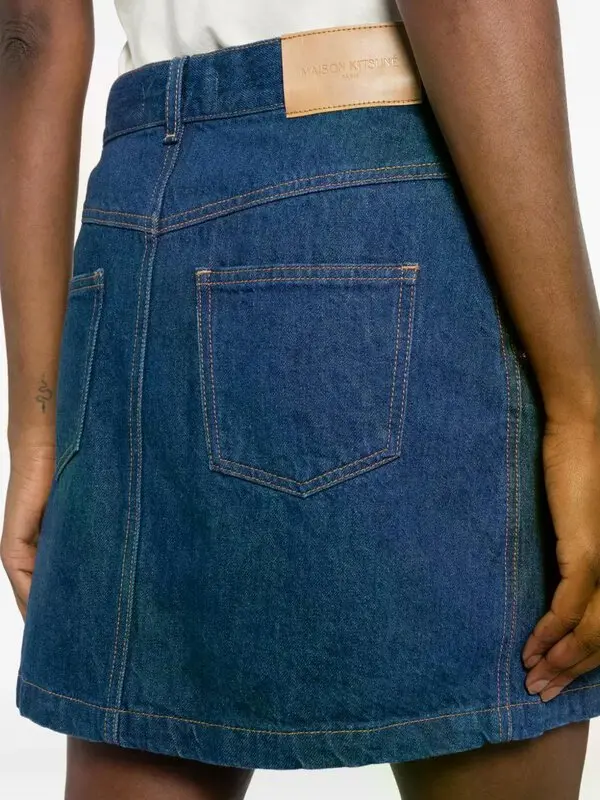 Maison Kitsuné Washed Indigo Denim Mini Skirt