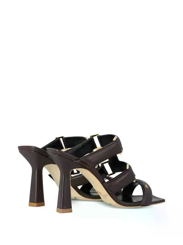 Elisabetta Franchi Leather Buckle-embellished Heeled Sandals - Brown