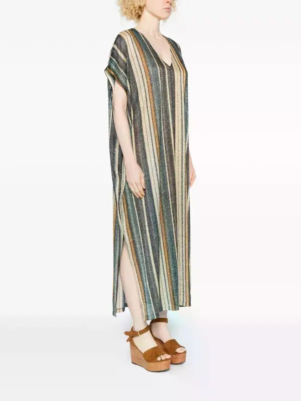 SIYU Striped V-neck Maxi Dress
