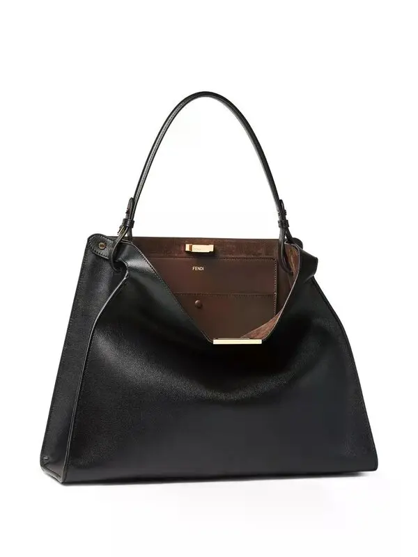 Fendi Large Way Stud Leather Tote Bag - Black