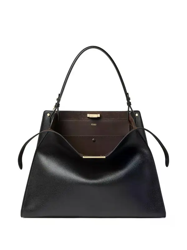 Fendi Large Way Stud Leather Tote Bag - Black