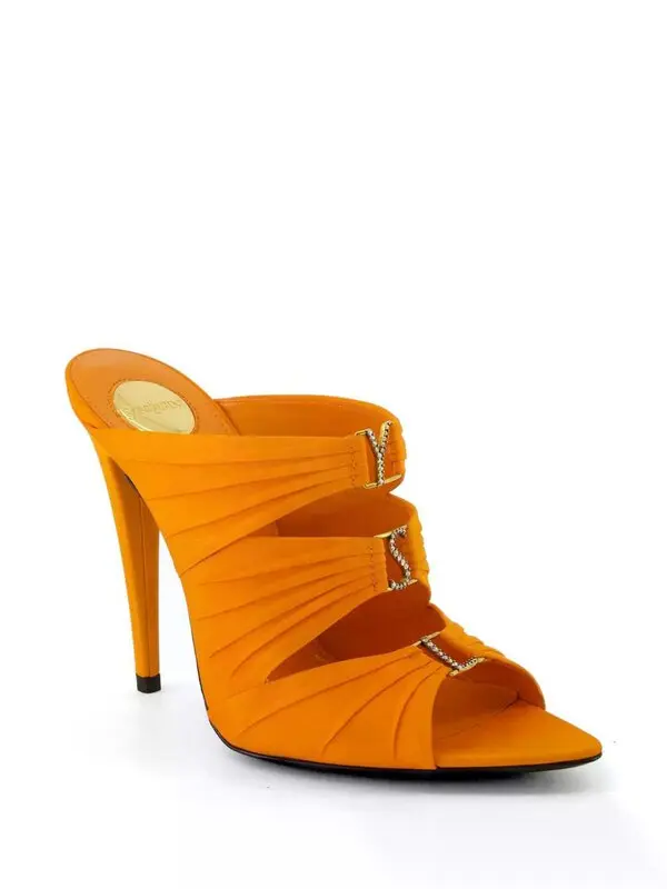 Saint Laurent Emilie Satin Crepe Mules - Orange