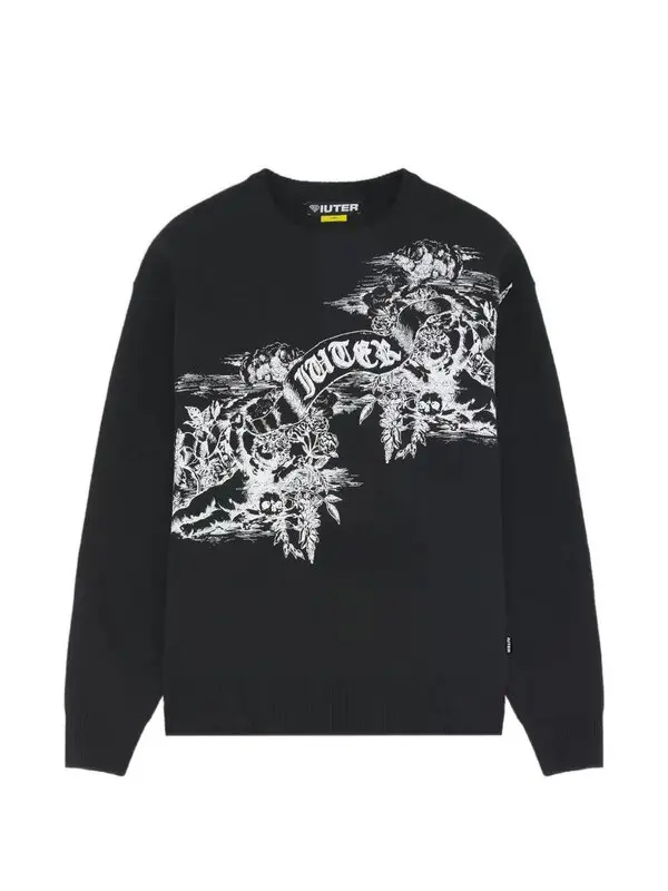 IUTER Graphic Print Crew Neck Cotton Jumper