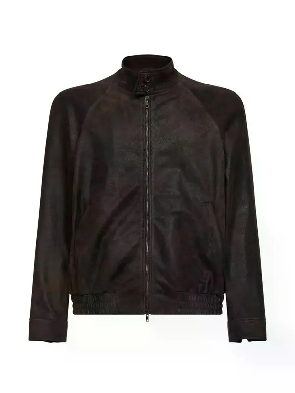 SALVATORE SANTORO Raglan Jacket With Buttoned Collar - Brown