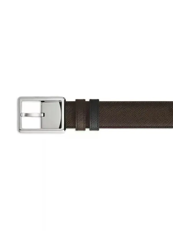 Montblanc Reversible Textured Leather Belt With Square Buckle