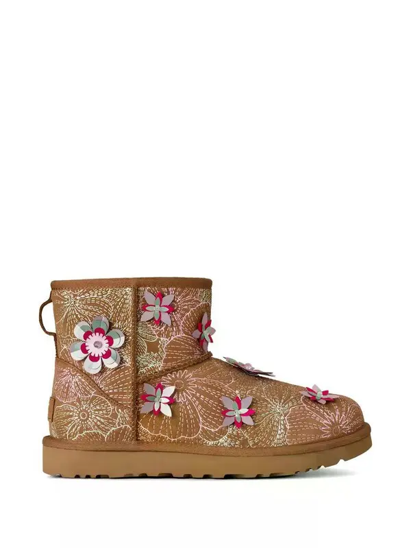 UGG Classic Mini Floral-appliqué Boots