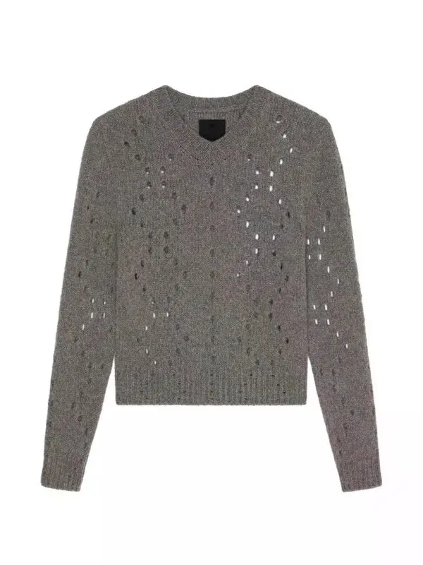 Givenchy V-neck Perforated Sweater