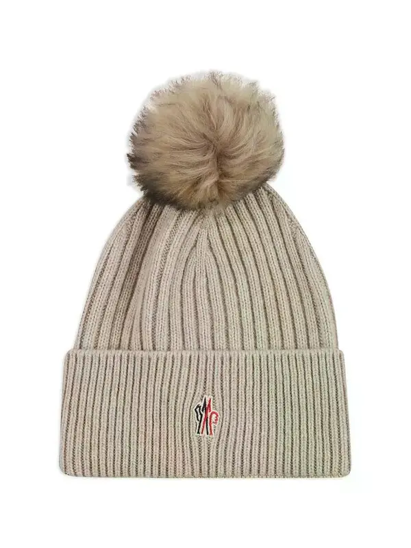 Moncler Pompom Logo-patch Beanie Hat