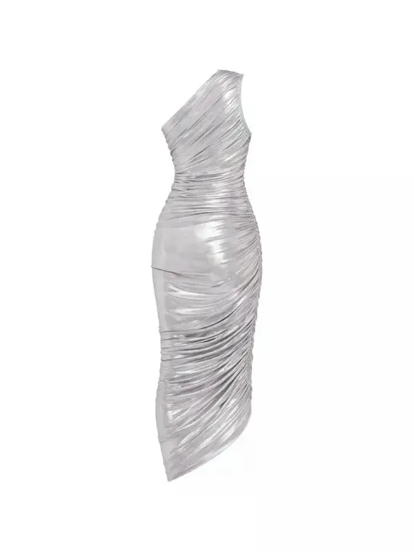 Norma Kamali One-shoulder Draped Dress - Silver