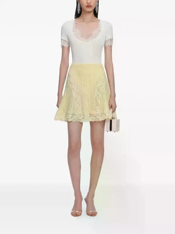 SELF-PORTRAIT Lace Trim Mini Skirt
