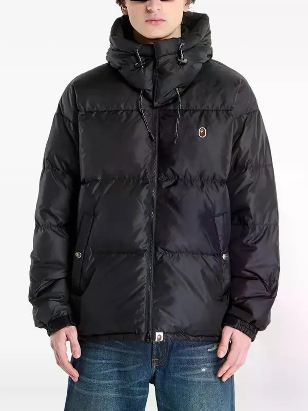 A BATHING APE Padded Zip-up Down Jacket With Drawstring Hood - Black