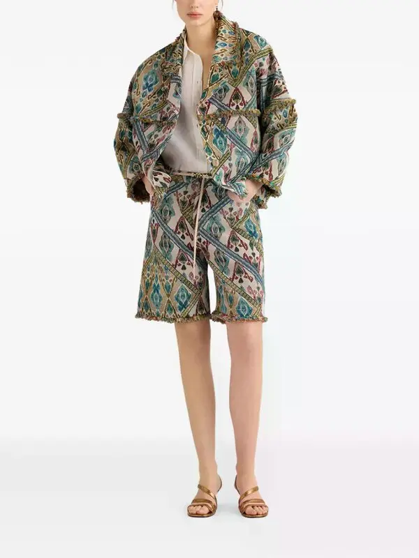 Momoni Jacquard Patterned Knee-length Shorts