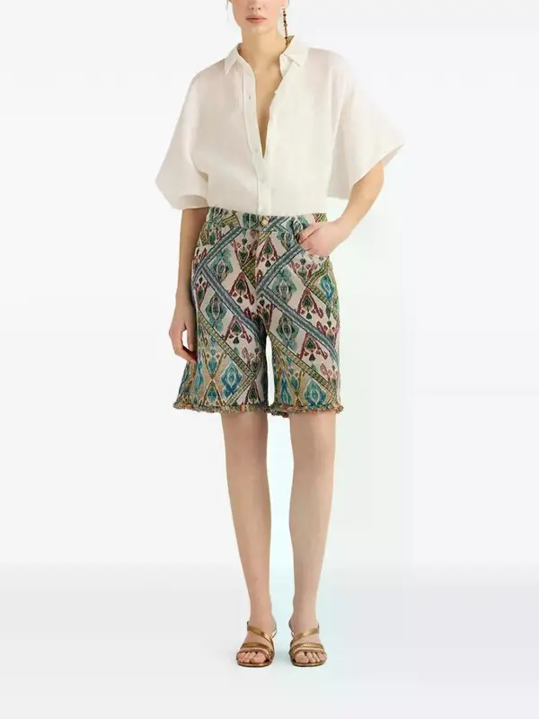 Momoni Jacquard Patterned Knee-length Shorts