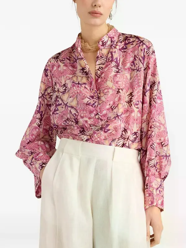 Momoni Printed Habutai Shirt - Pink