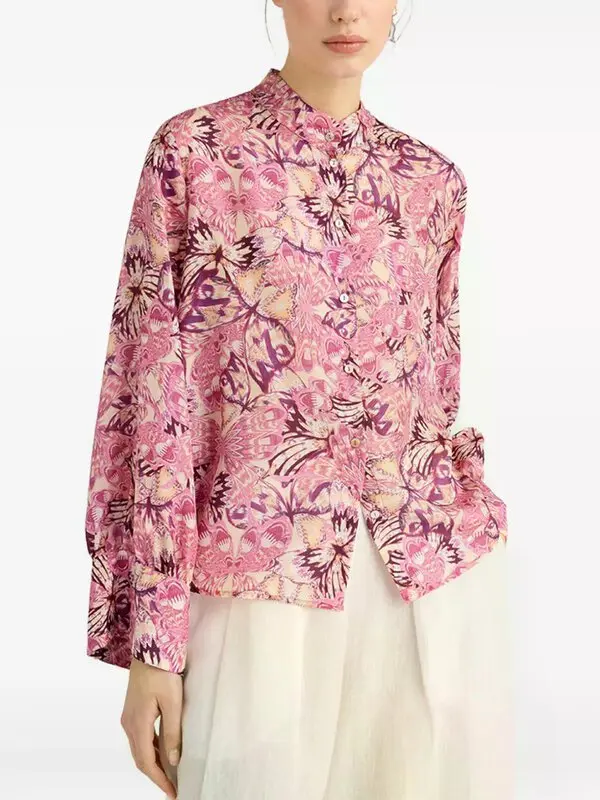 Momoni Printed Habutai Shirt - Pink