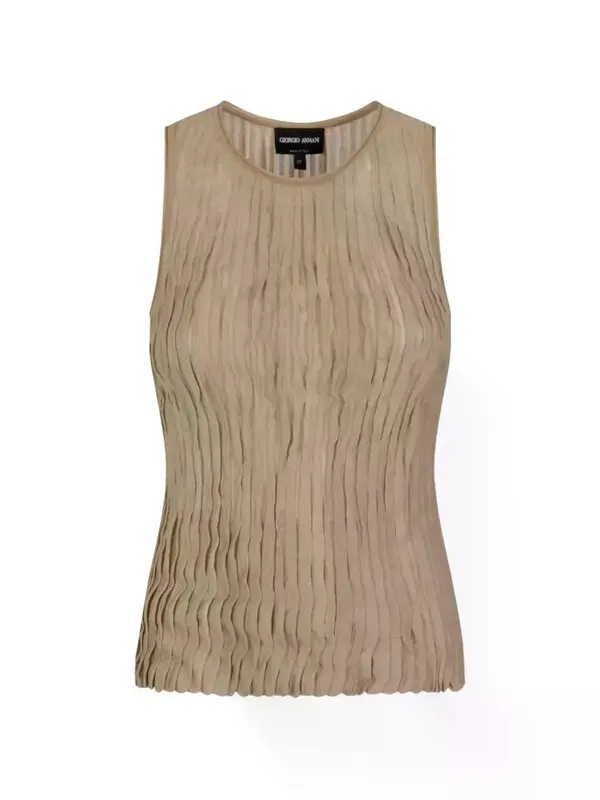 Giorgio Armani Pleated Lurex Sleeveless Top - Neutrals