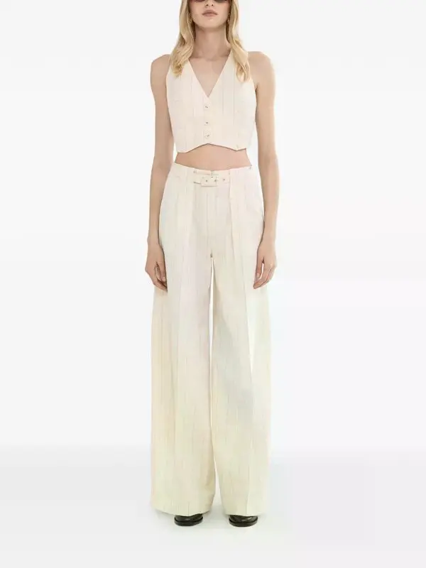 NISSA Cropped Cotton Waistcoat With Pinstripe Detail
