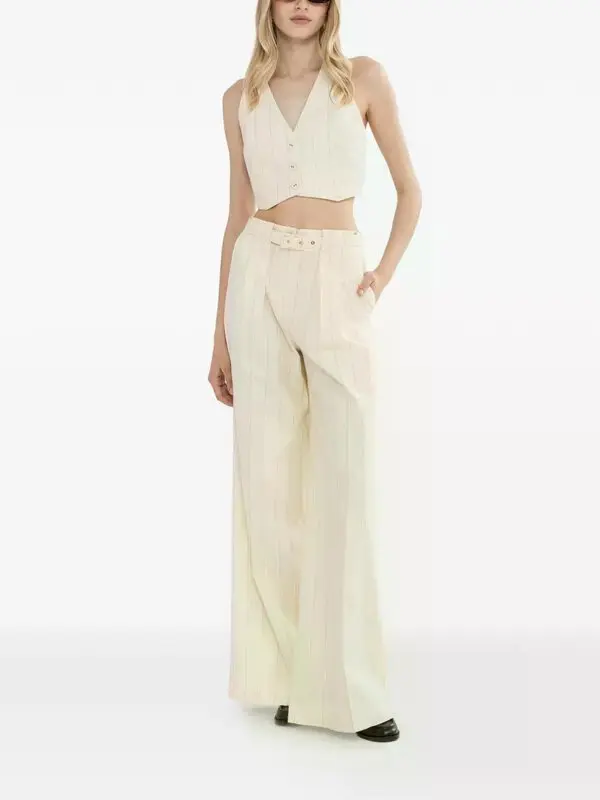 NISSA Cropped Cotton Waistcoat With Pinstripe Detail
