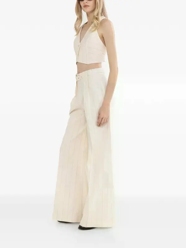 NISSA Cropped Cotton Waistcoat With Pinstripe Detail