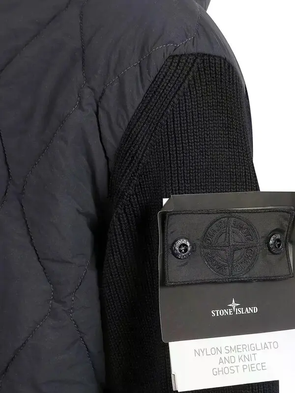 Stone Island Hooded Quilted Jacket With Ribbed Sleeves