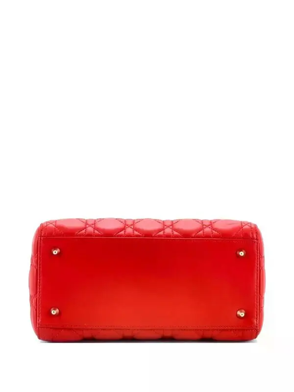 Dior Lady Cannage Quilt Lambskin Satchel - Red