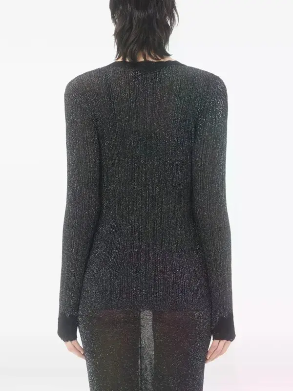 Valentino Garavani Lurex Knit Cardigan With Lace Details - Black