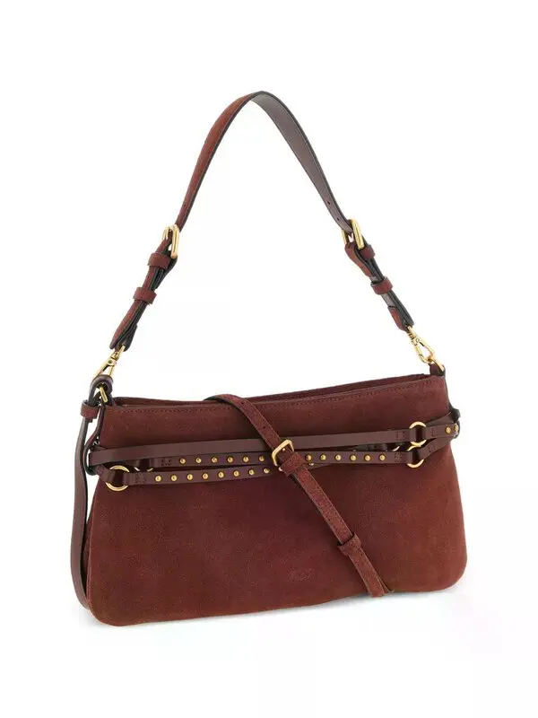 Pinko Medium Suede Shoulder Bag - Red