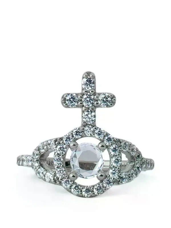VIVIENNE WESTWOOD Tone Crystal Orb And Cross Ring - Silver