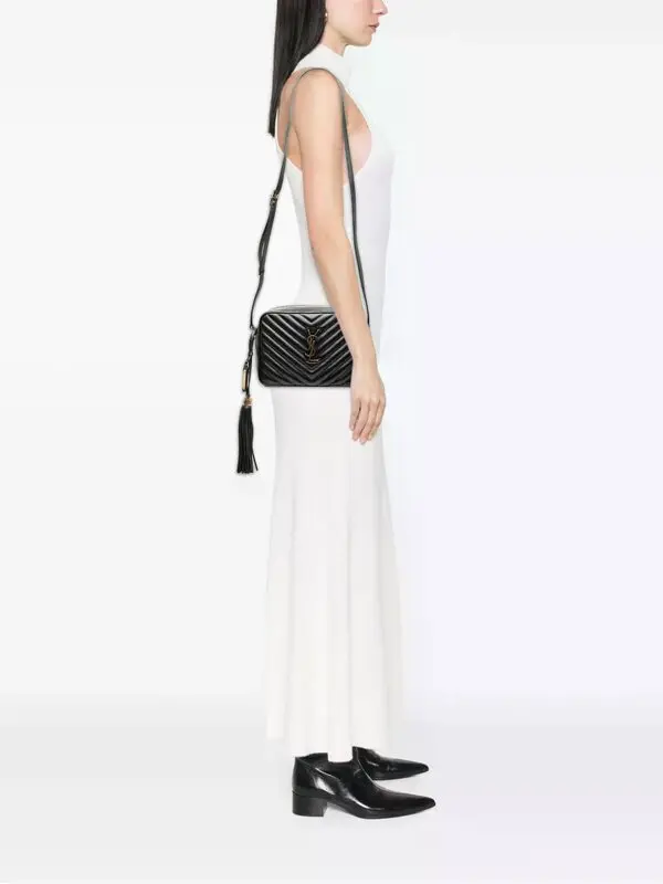 Saint Laurent Matelassé Leather Monogram Lou Camera Bag - Black