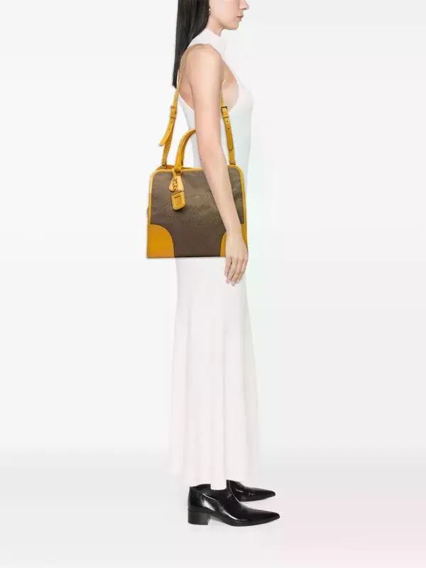 Prada Saffiano Trimmed Canvas Canapa Logo Satchel