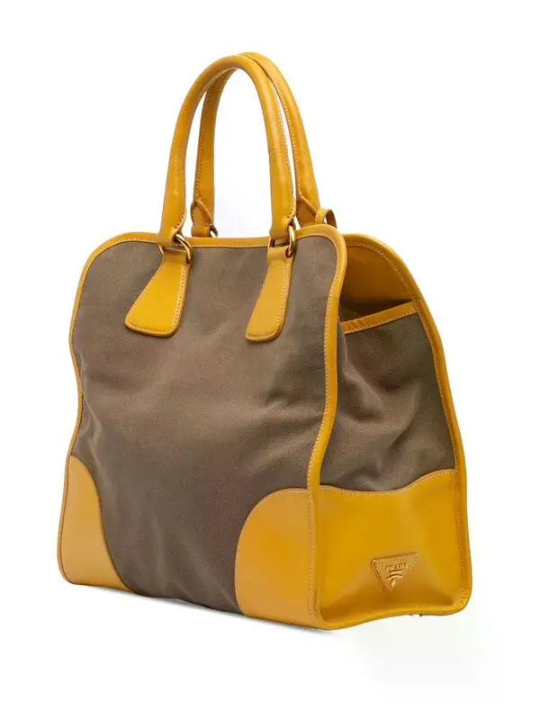 Prada Saffiano Trimmed Canvas Canapa Logo Satchel