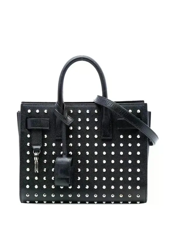 Saint Laurent 2010-2026 Nano Grain De Poudre Studded Sac De Jour Satchel - Black