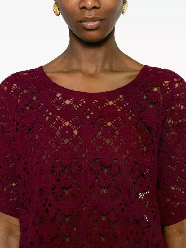 Eric Bompard Guipure Openwork Button Blouse