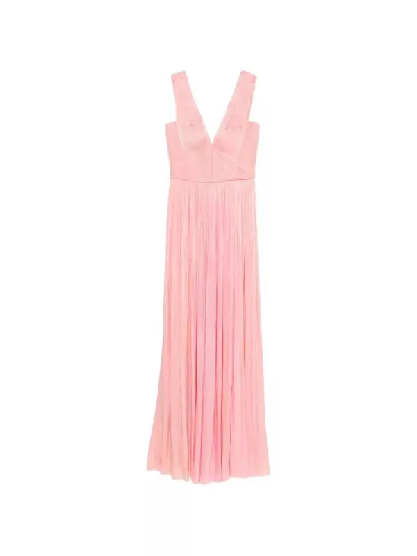 Costarellos Anilia V-neck Pleated Maxi Dress - Pink