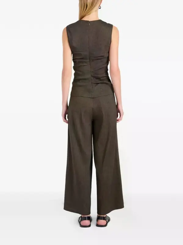 Proenza Schouler White Label Calla Pleated Palazzo Pants - Brown