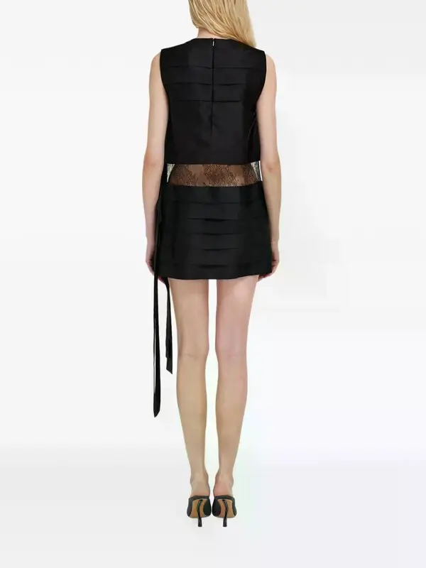 FERRAGAMO Silk Mini Dress With Lace Detail And Fringe