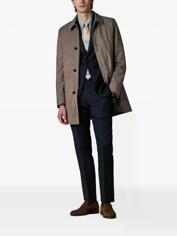 Paul Smith Wool Button Coat - Brown