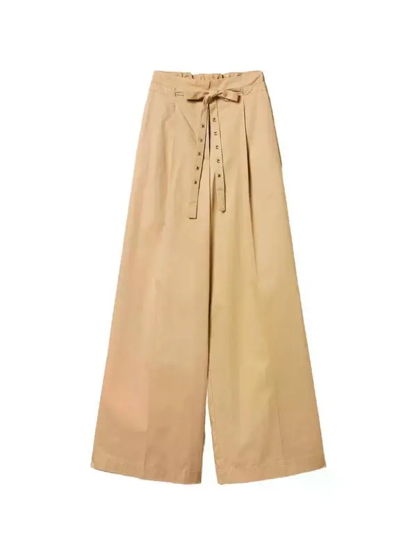 TWINSET Wide Leg Trousers With Eyelet Belt - Neutrals
