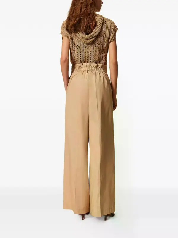 TWINSET Wide Leg Trousers With Eyelet Belt - Neutrals