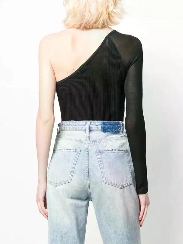 Adidas One-shoulder Fitted Bodysuit With Signature Stripes