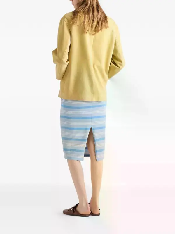 Prada Bayadere Print Piqué Pencil Midi Skirt - Blue