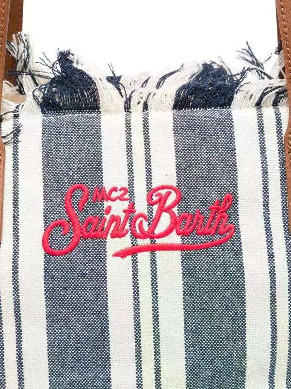 MC2 SAINT BARTH Striped Frayed Tote Bag - Blue