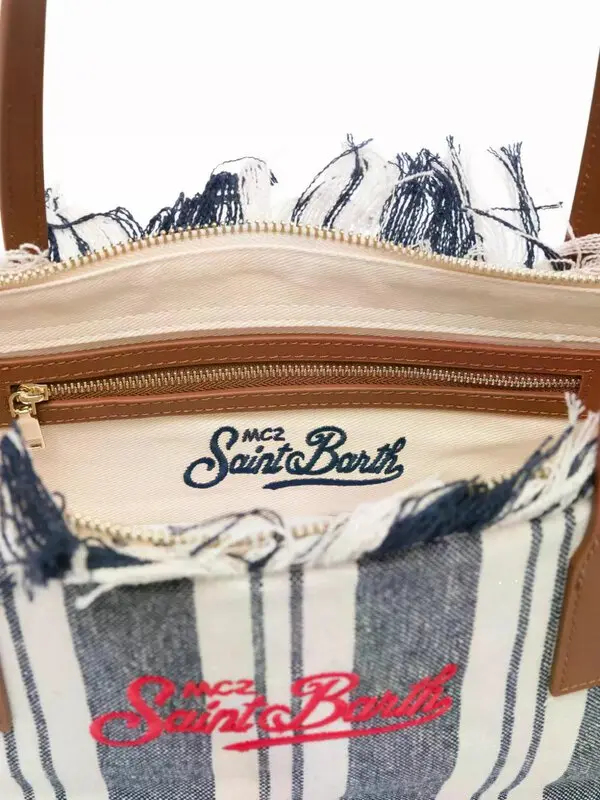 MC2 SAINT BARTH Striped Frayed Tote Bag - Blue
