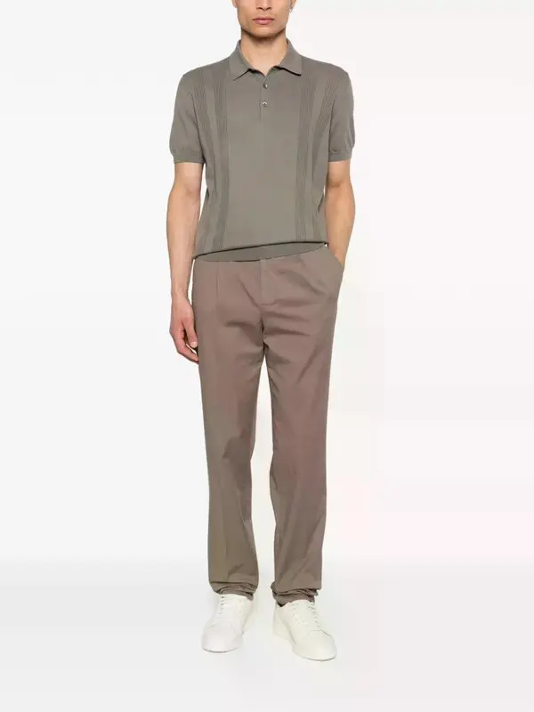 Corneliani Striped Knit Polo Shirt - Grey