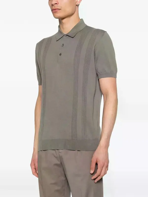 Corneliani Striped Knit Polo Shirt - Grey
