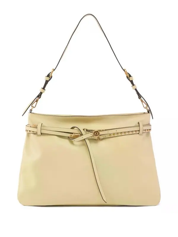 Pinko Studded Leather Shoulder Bag - Neutrals