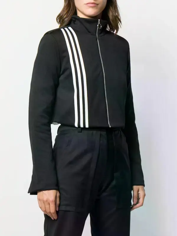 Adidas Cropped Sweatshirt With Zip And Signature Stripes