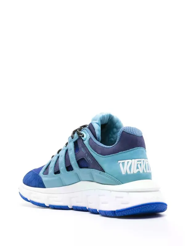 Versace Trigreca Leather And Suede Sneakers - Blue